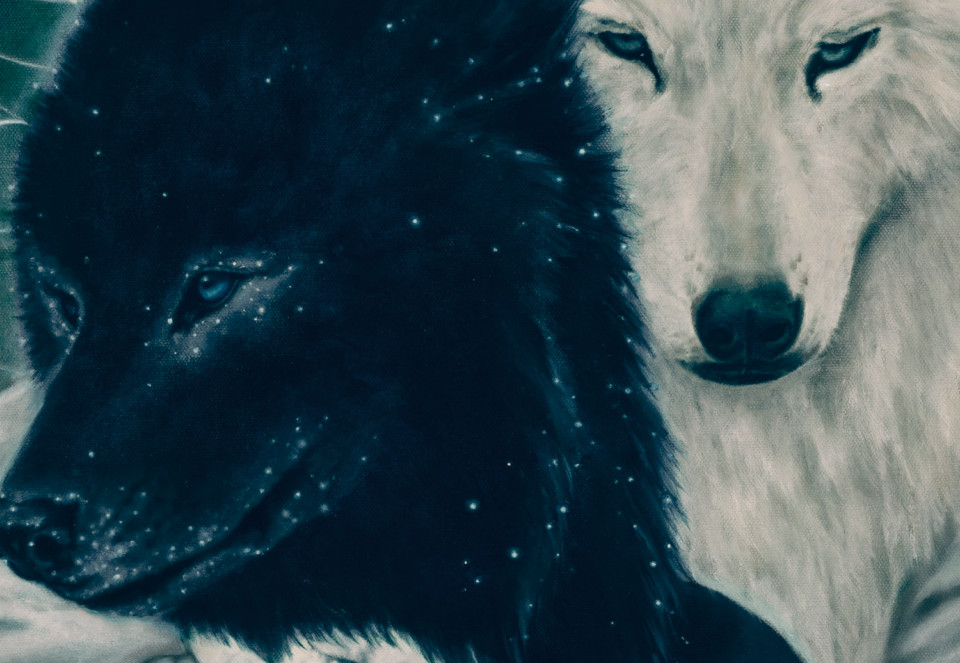 Two Wolves : Alpha & Omega - Original oil painting on canvas - 30 x 40 ...